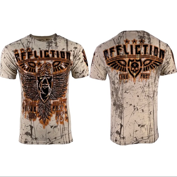 Affliction | Shirts | Affliction Mens Tshirt Rhetoric Rust Eagle Wings ...
